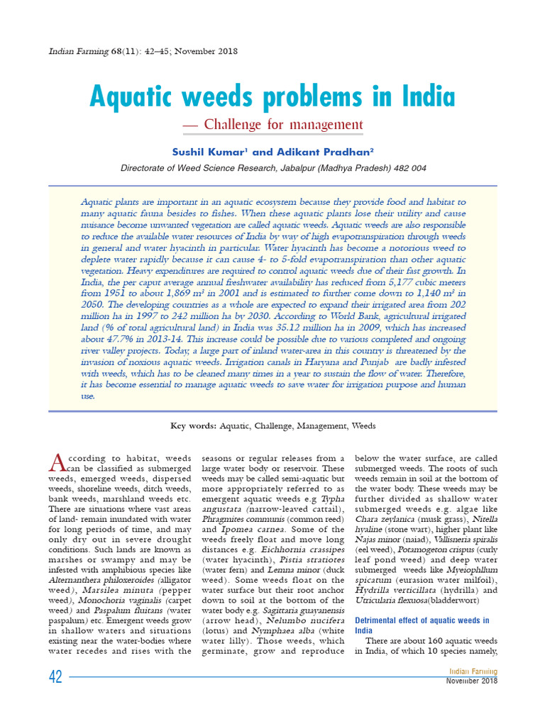 Ojsadmin, 10 Aquatic Weeds Problems in India | PDF | Herbicide | Weed