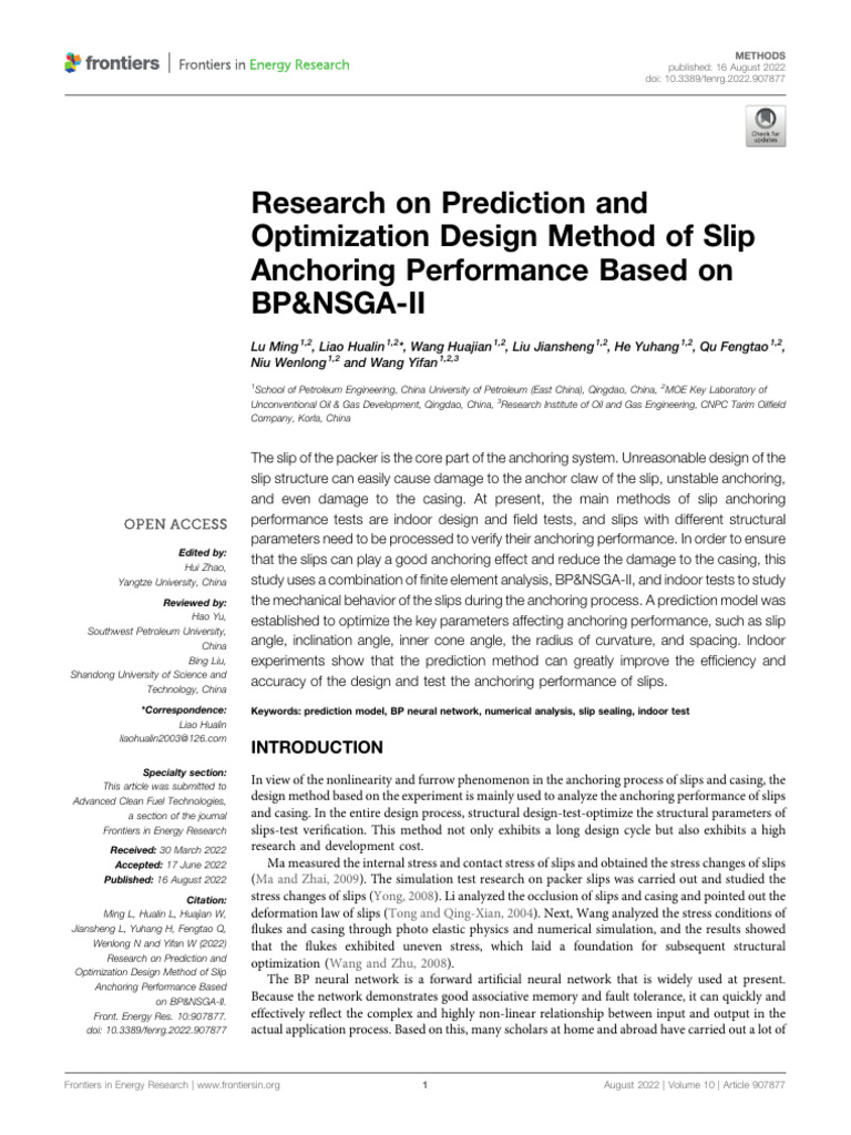 Research On Prediction and Optimization Design Method of Slip Anchoring Performance Based On BP ...