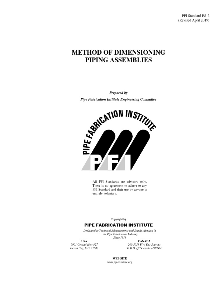 PFI ES-02 - 2019 - Dimensioning Piping Assemblies | PDF | Pipe (Fluid ...