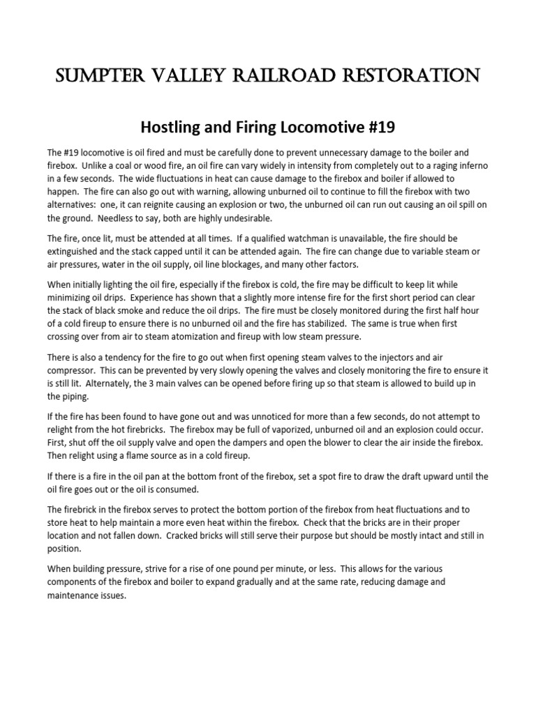 19 Hostling and Firing Instructions | PDF | Energy Technology | Steam Power