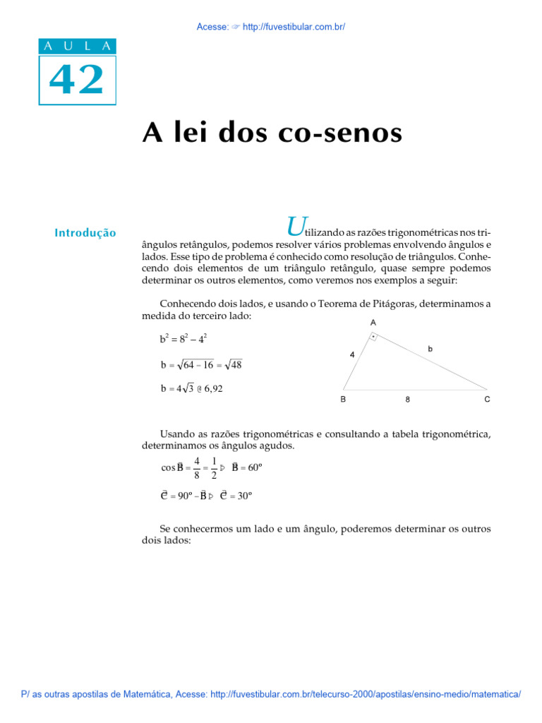 Lei dos Senos e Co-Senos em Triângulos | PDF | Triângulo | Trigonometria
