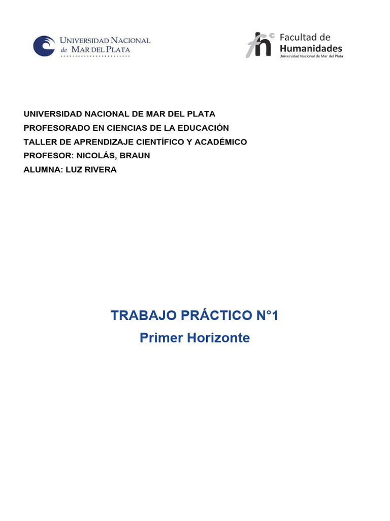TRABAJO PRACTICO N°1 Rivera | PDF | Maestros | Enseñando
