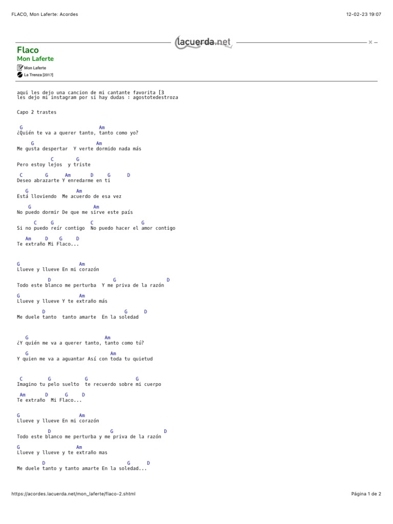 FLACO, Mon Laferte: Acordes | PDF | Música grabada | Grabación de sonido