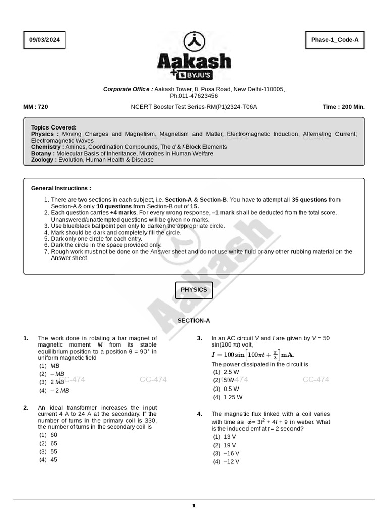 NBTS 06 QP | PDF | Magnetism | Inductor