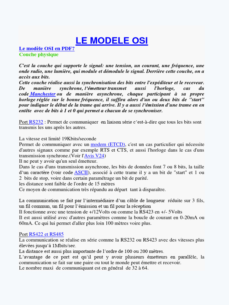 Comprendre le modèle OSI et ses couches | PDF | Ethernet | Protocoles ...