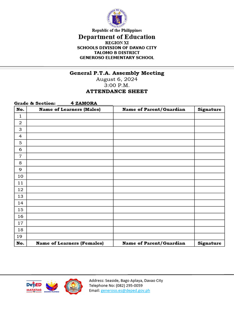 2024 GPTA Meeting Attendance Sheet | PDF