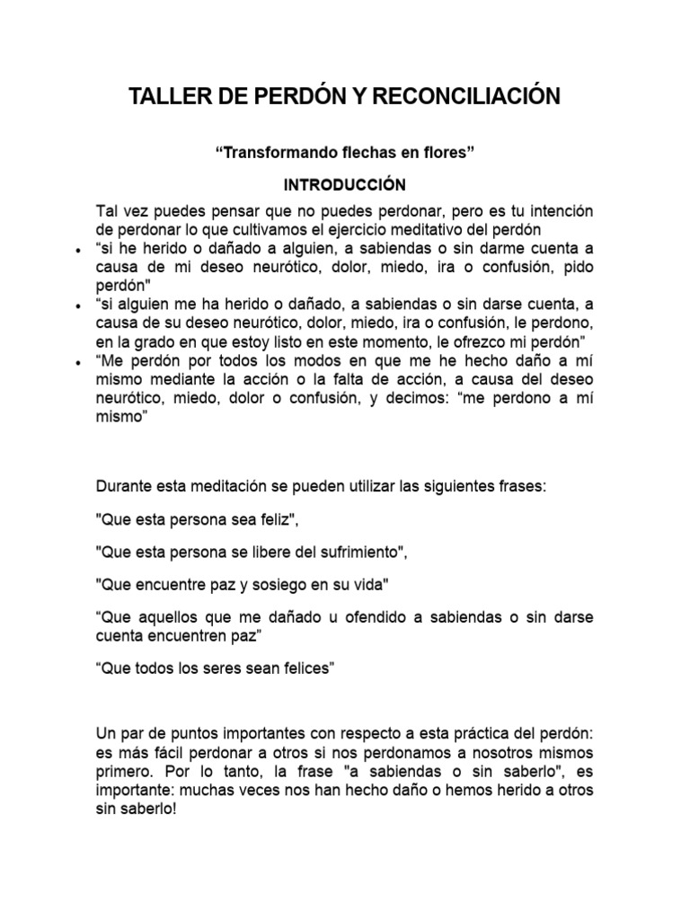 Taller de Perdon y Reconciliacion | PDF | Perdón