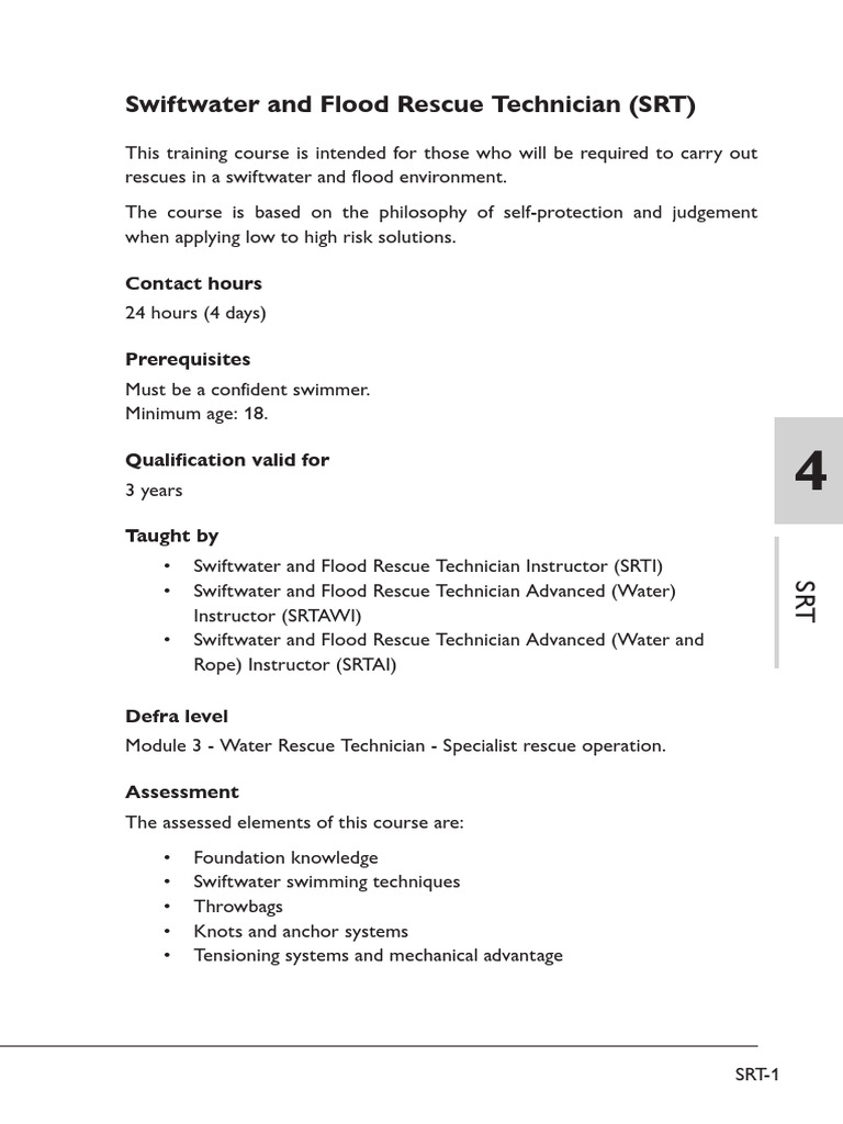 Rescue 3 Europe SRT Training Standards | PDF | Flood | Hazards