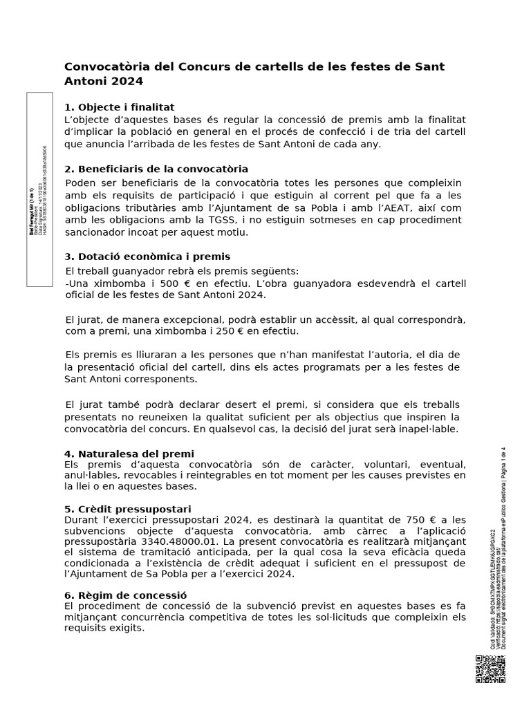 Concurs de Cartells Sant Antoni 2024-2 | PDF