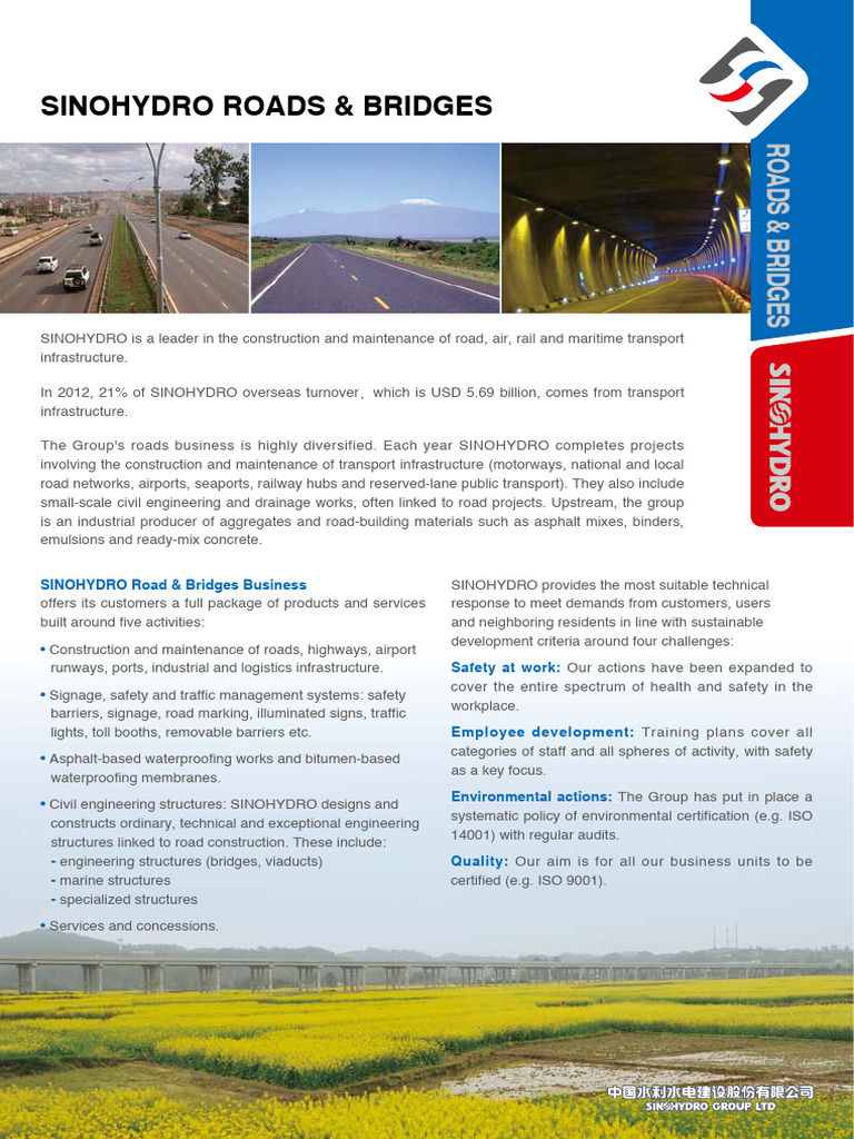 SINOHYDRO Road & Bridge Construction Services | PDF | Road | Infrastructure