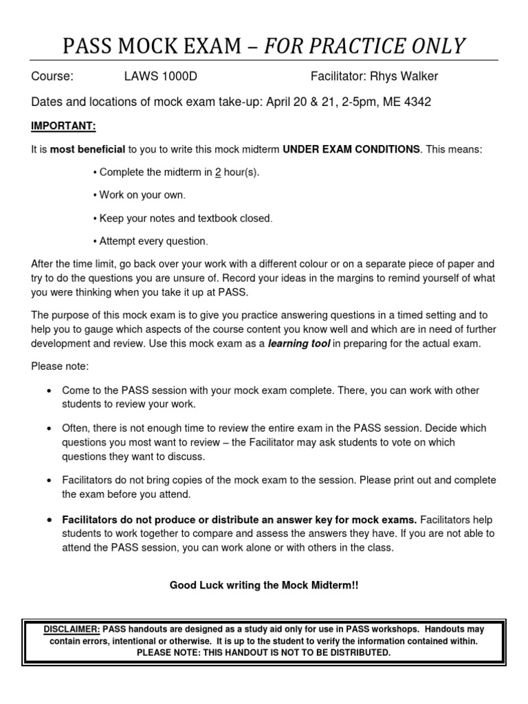 Law Mock Exam Practice Questions | PDF | Lawyer | Court System Of Canada