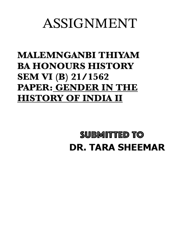 Harem Assignment by Malemnganbi 1562 | PDF