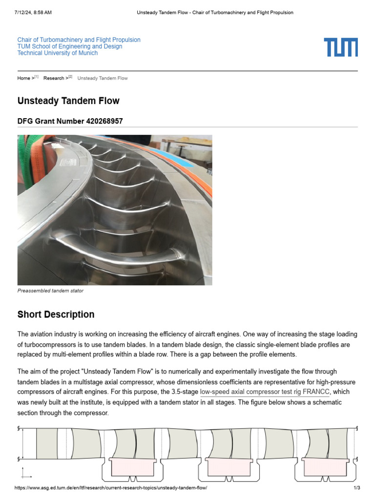 Unsteady Tandem Flow - Chair of Turbomachinery and Flight Propulsion ...