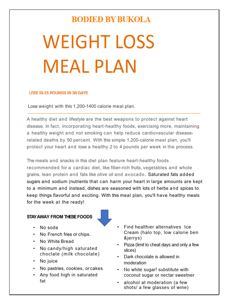 Weight Loss Meal Plan 2020 | PDF | Dieting | Salad