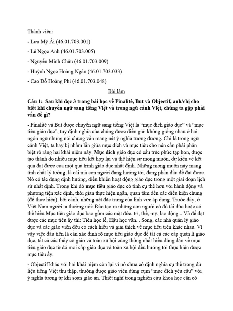 C1 - Bài 2 (Finalité - But - Objectif) | PDF