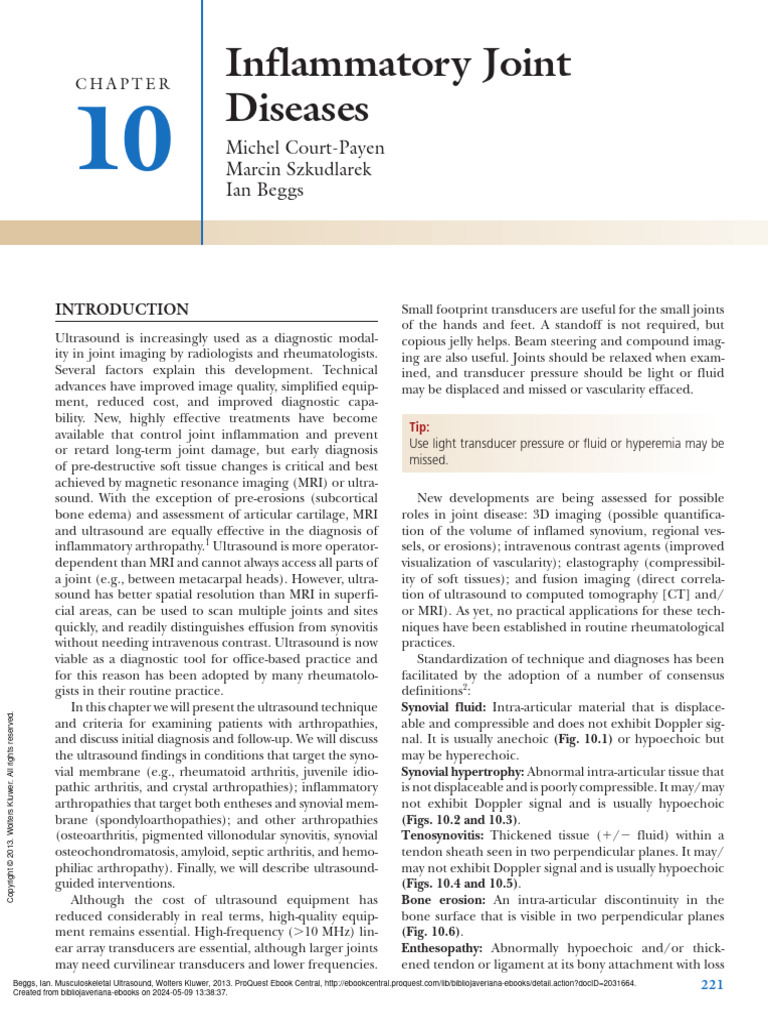 Musculoskeletal Ultrasound - (Inflammatory Joint Diseases) | PDF ...