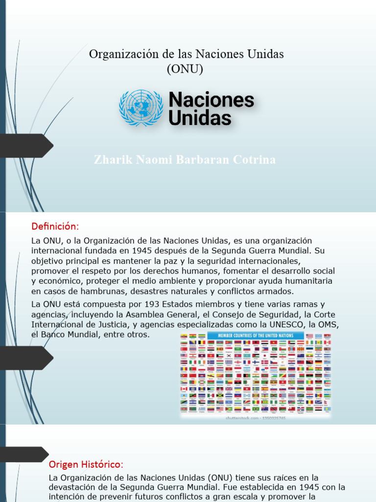 Dapositivas de La ONU | PDF | Naciones Unidas | Relaciones internacionales