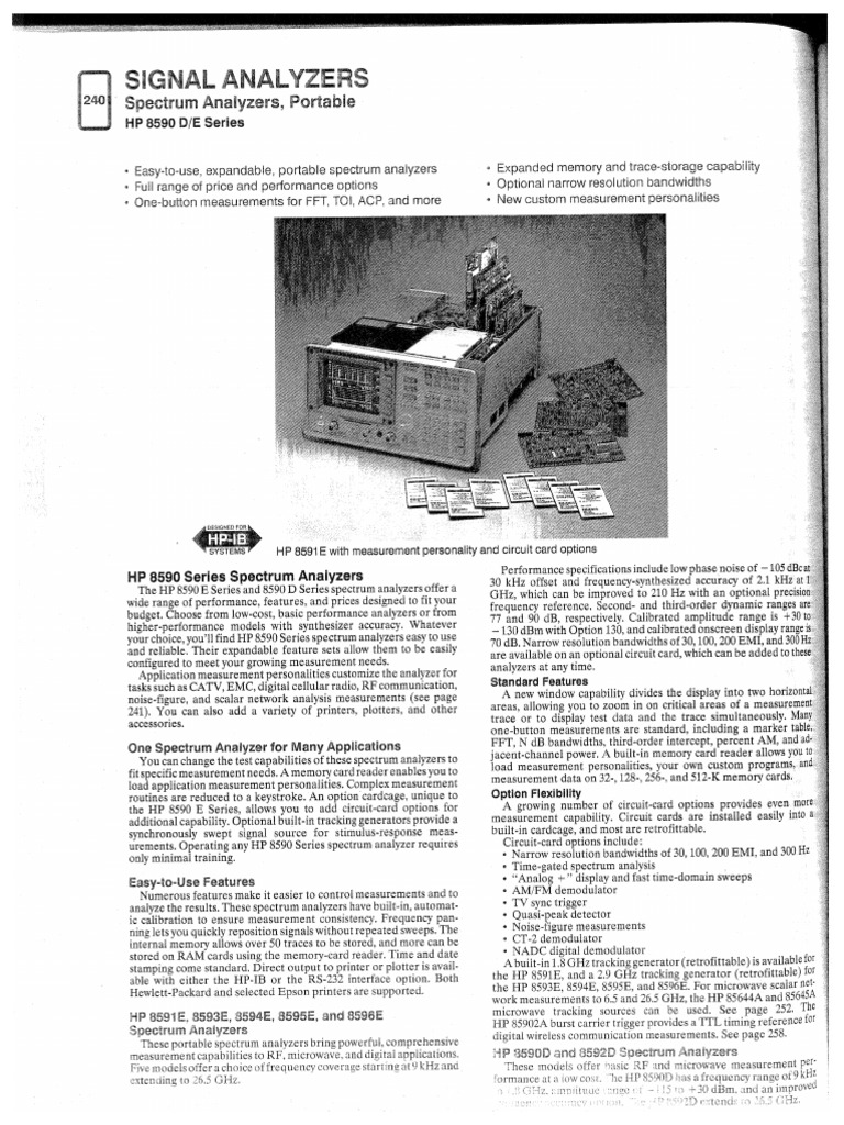 Agilent 8590D Spectrum Analyzer Data Sheet | PDF