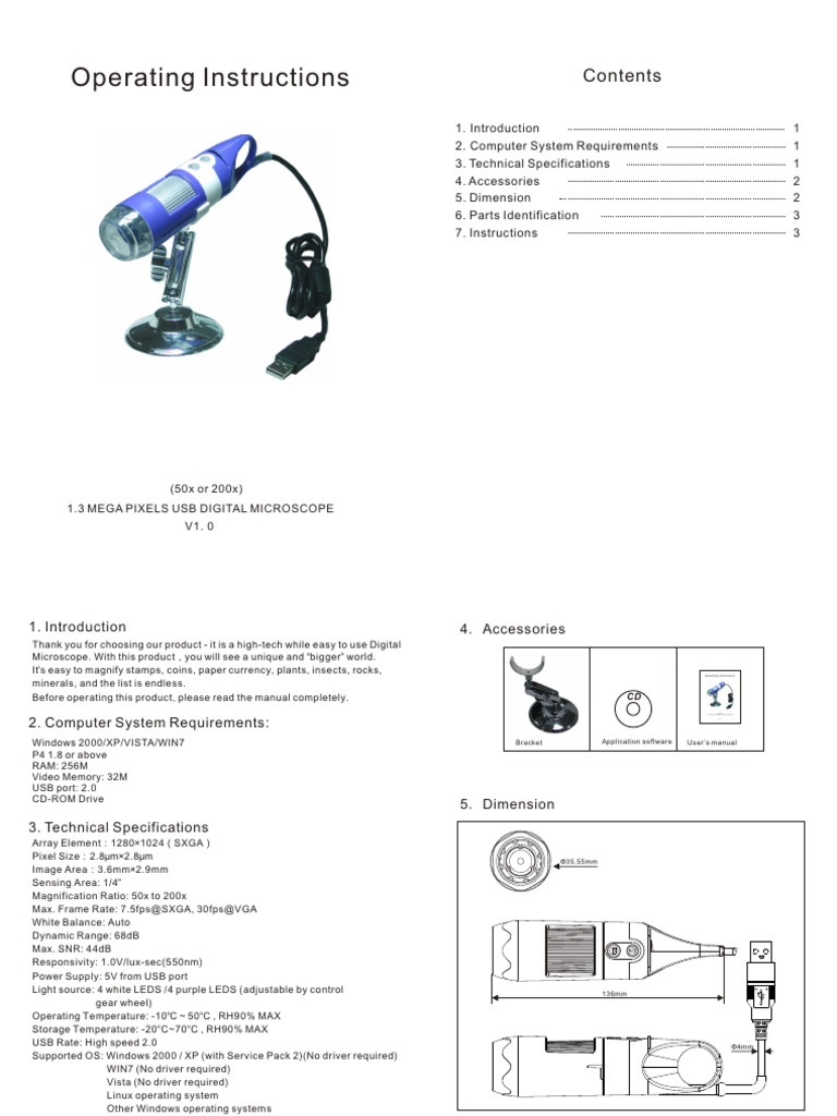 Microscopio SV-ZM398-manual | PDF | Icon (Computing) | Operating System