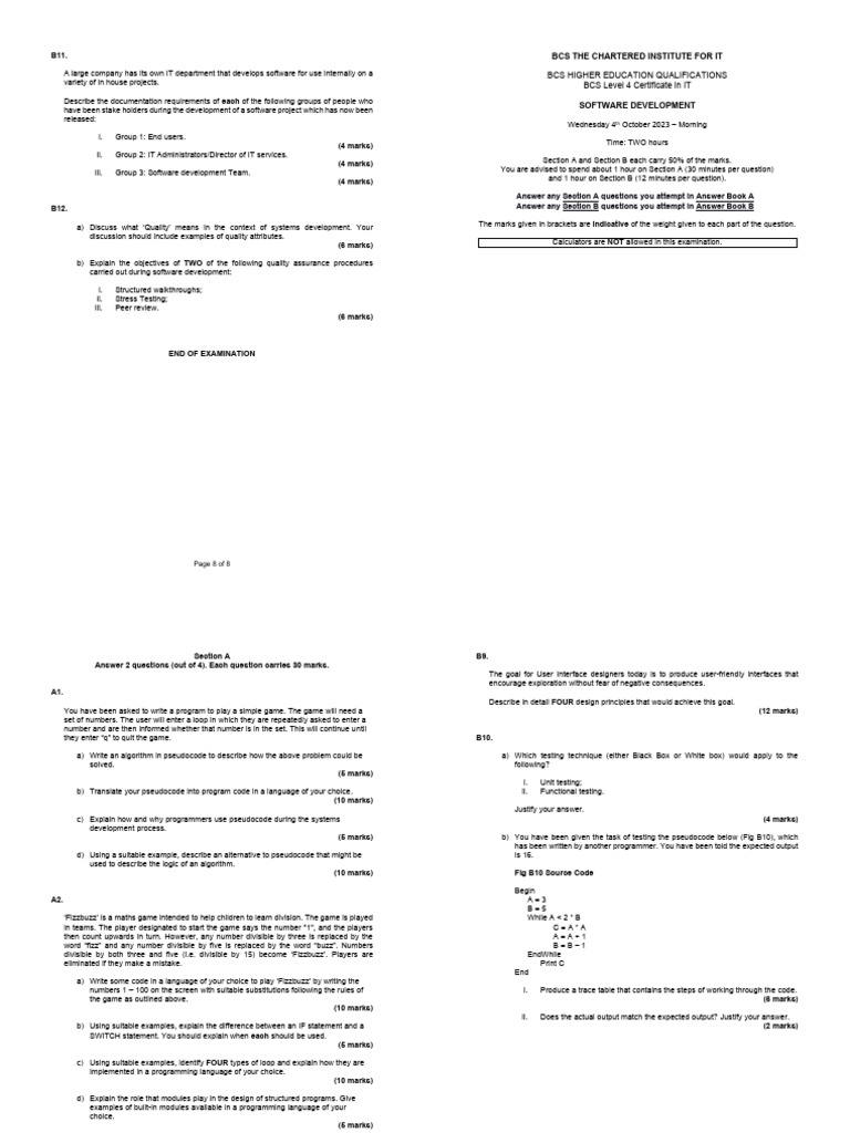 Heq Oct23 Cert SD | PDF | Control Flow | Algorithms