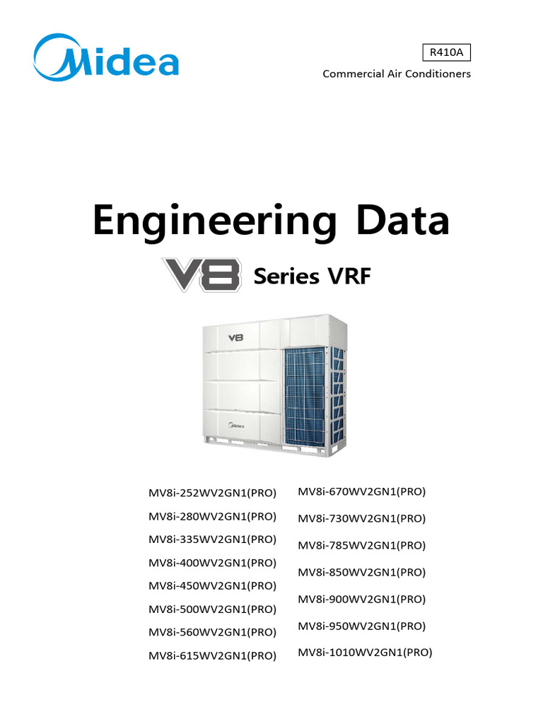 TM Midea V8i PRO VRF R410A Engineering Data Book Standard 20230909 V6 | PDF | Heat | Power Supply