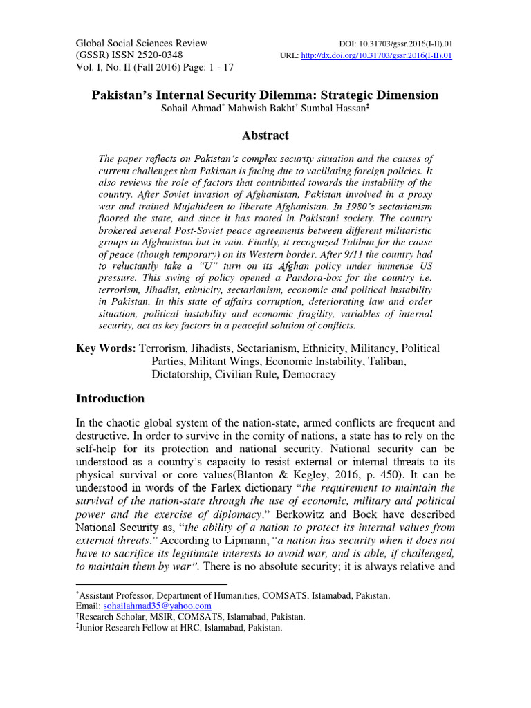 Pakistan S Internal Security Dilemma STR | PDF | Pakistan | Pervez ... Pakistan S Internal Security Dilemma STR | PDF | Pakistan | Pervez ...