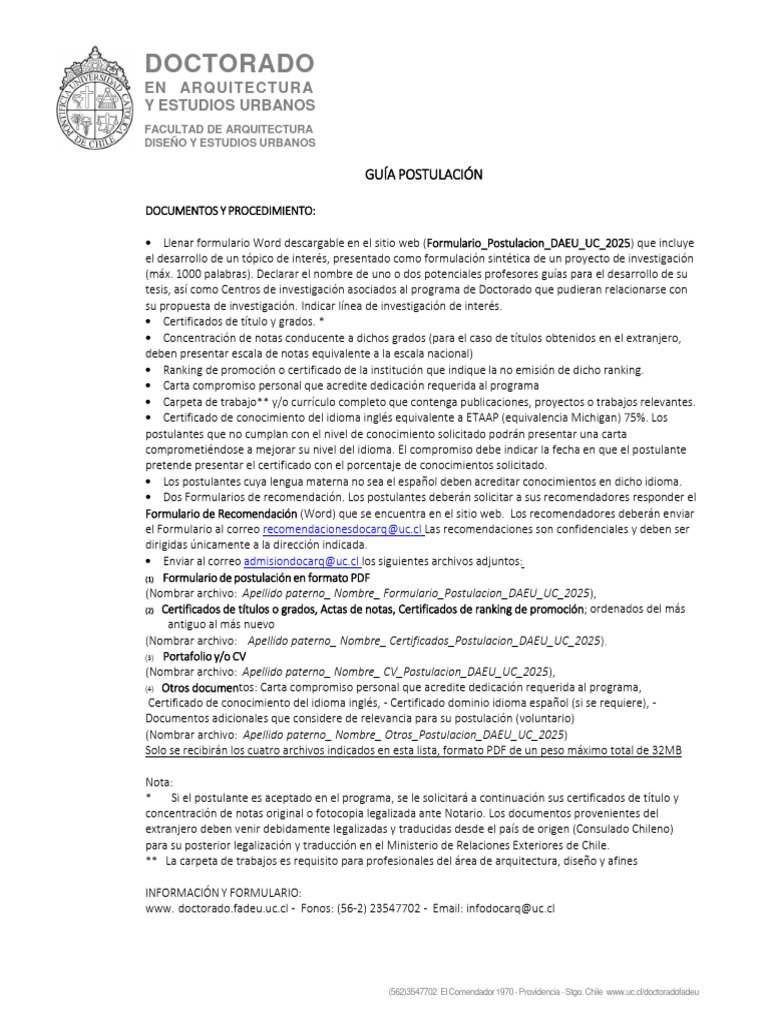 Guia Postulacion DAEU UC 2025 | PDF | Crecimiento personal y profesional