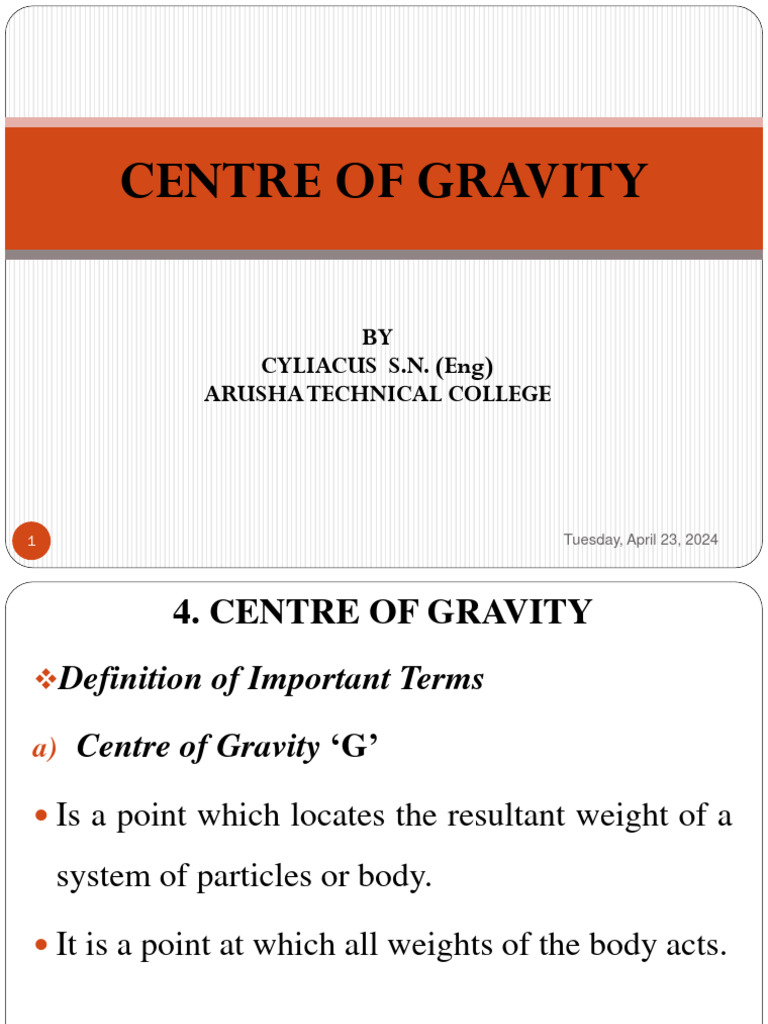 CET - CHT 04205 - Lecture 4 - Centre of Gravity | PDF | Center Of Mass ...