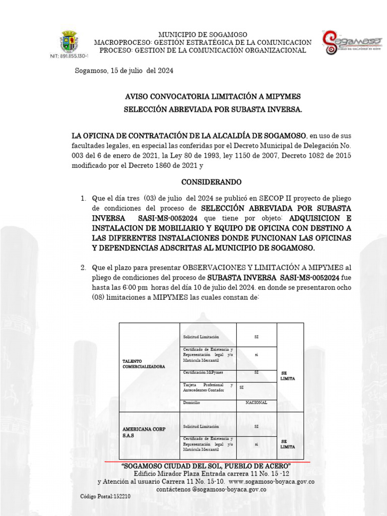 Limitacion A Mipymes Sasi-005 | PDF | Pequeñas y medianas empresas | Business