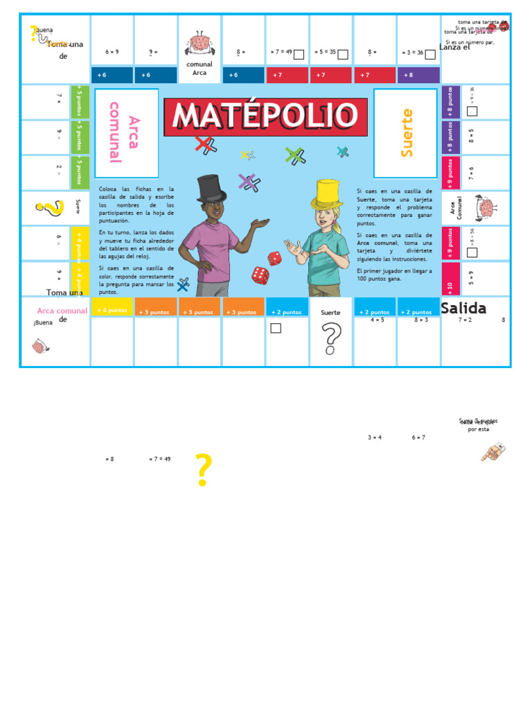 Juego de Matemáticas Matépolio | PDF | Juegos de mesa | Juegos de habilidad mental
