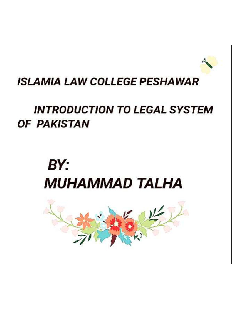 Introduction To Legal System of Pakistan | PDF
