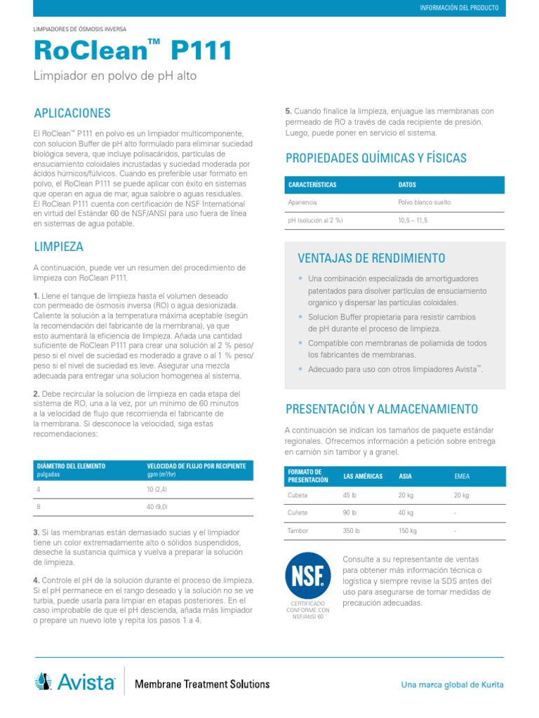 RoClean P111 | PDF | Ósmosis | Agua