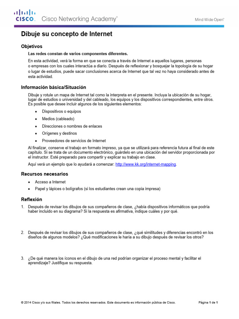 1.0.1.2 Class Activity - Draw Your Concept of The Internet Instructions ...