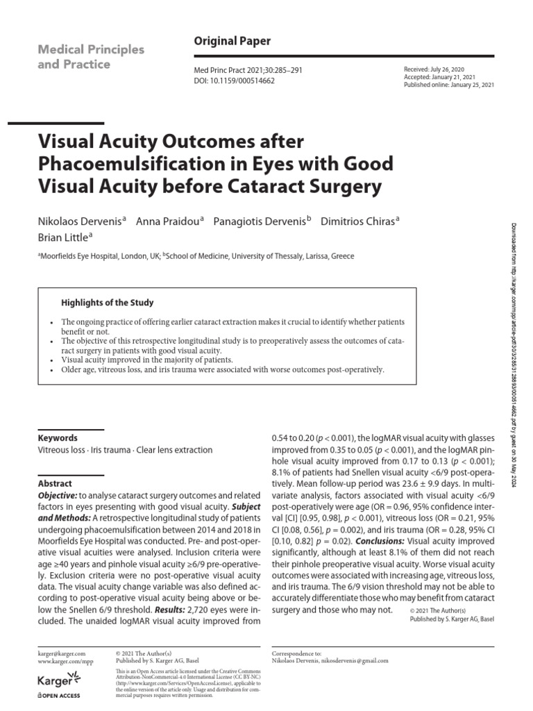 Dervenis Et Al. - 2021 - Visual Acuity Outcomes After Phacoemulsification I | PDF | Clinical ...