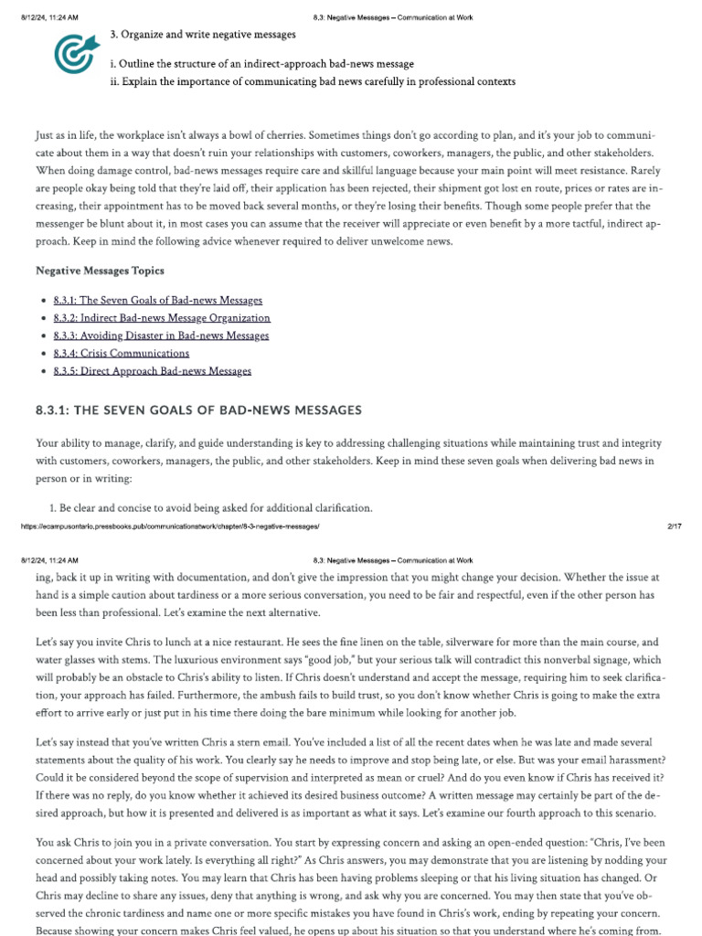 Unit 6 Article 8.3 Negative Messages | PDF