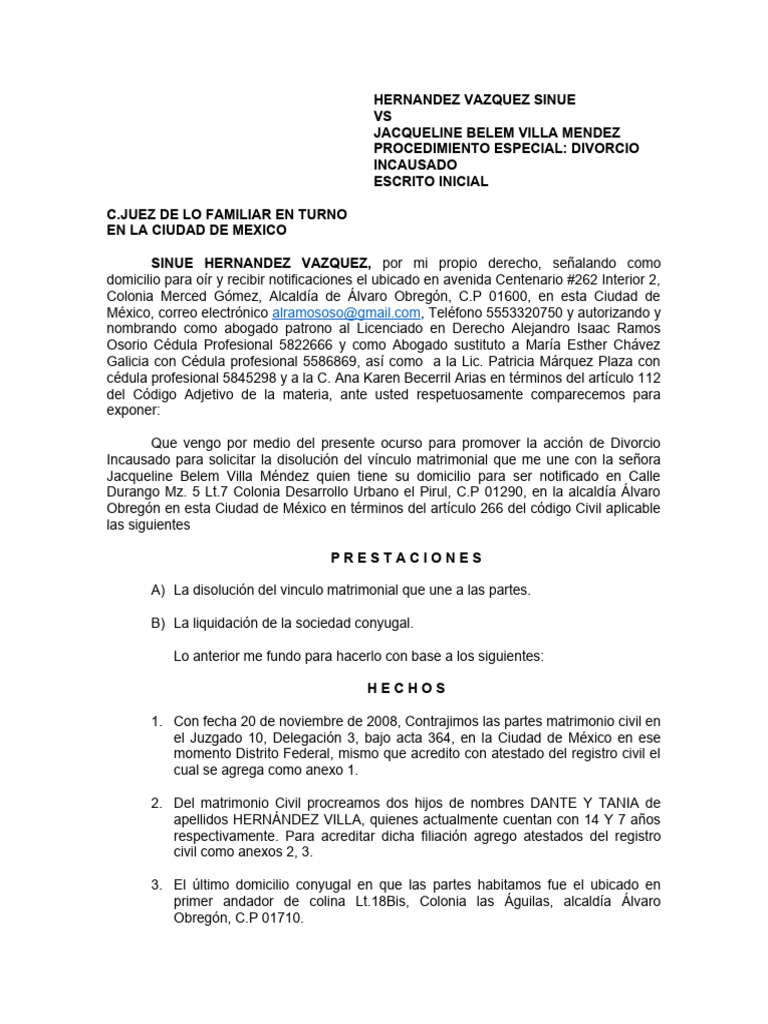 Solicitud de Divorcio | PDF | Divorcio | México
