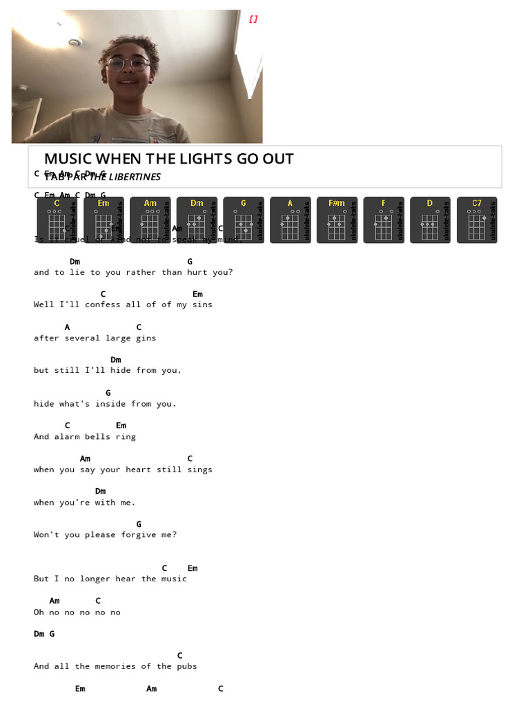 Music When The Lights Go Out Tab Par The Libertines - Ukulele Tabs | PDF