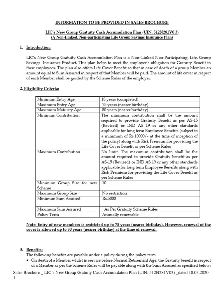 LIC's Gratuity Scheme Details | PDF | Insurance | Interest