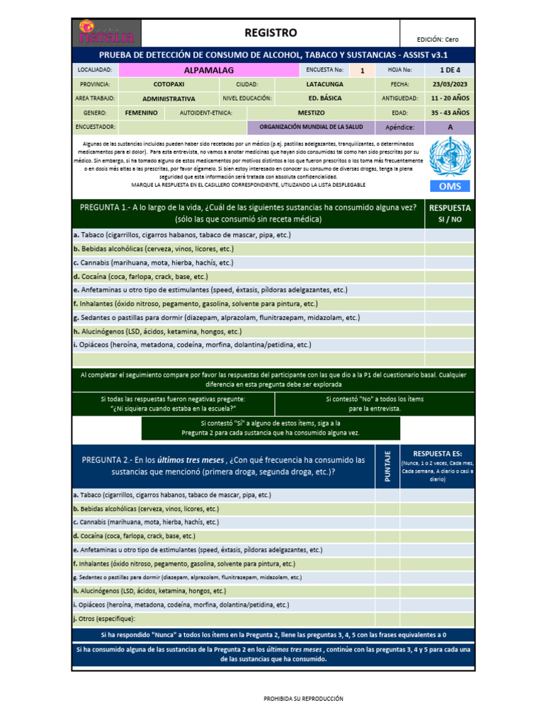 ASSIST-v3 1 | PDF | Drogas | Cocaína