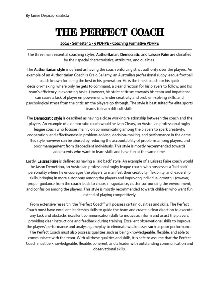 The Perfect Coach | PDF | Leadership | Creativity