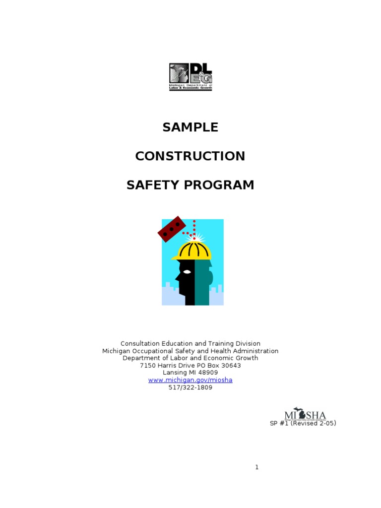 Sample Construction Safety Program: WWW - Michigan.gov/miosha | PDF ...