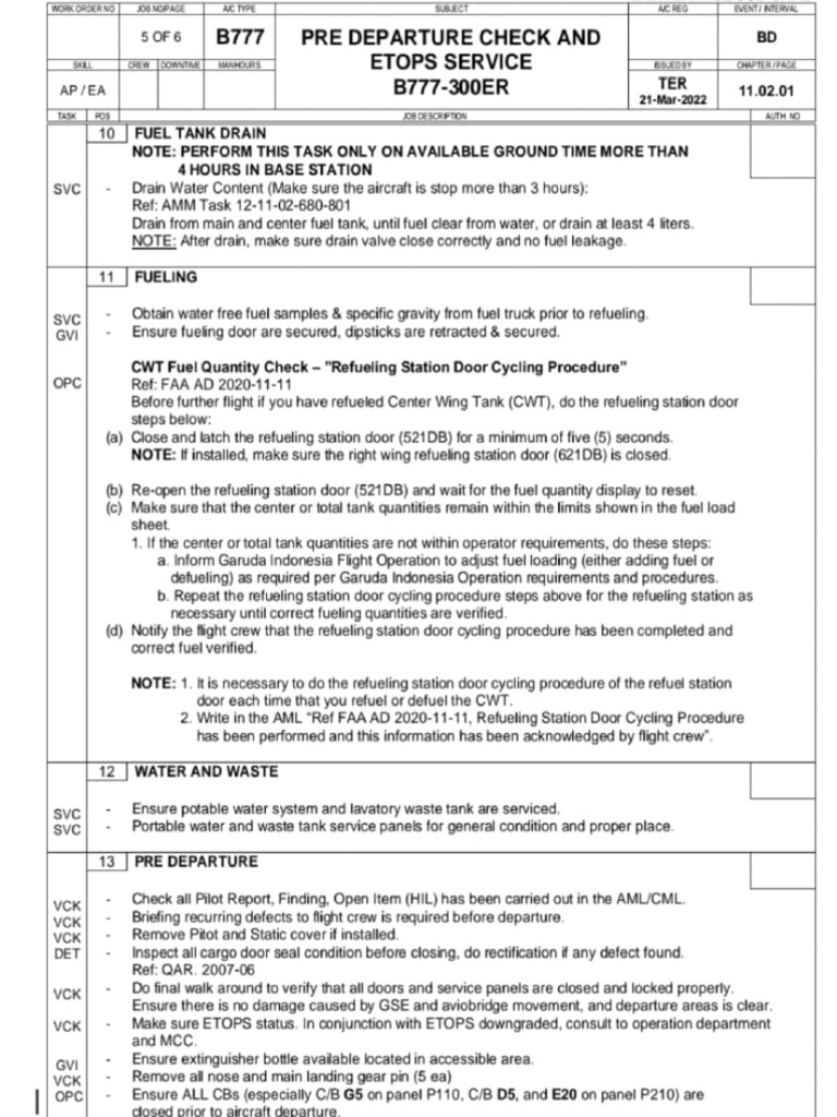 ETOPS Checklist For Engineers | PDF