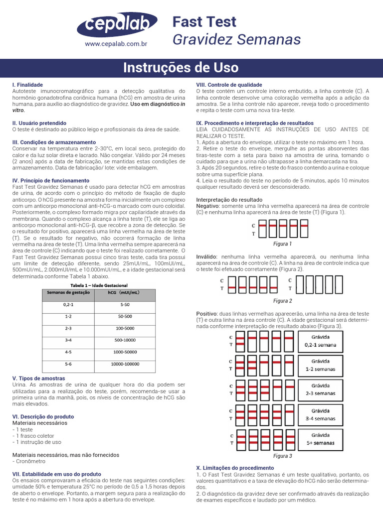 Instrucoes de Uso Fast Test Gravidez Semanas | PDF | Gravidez ...