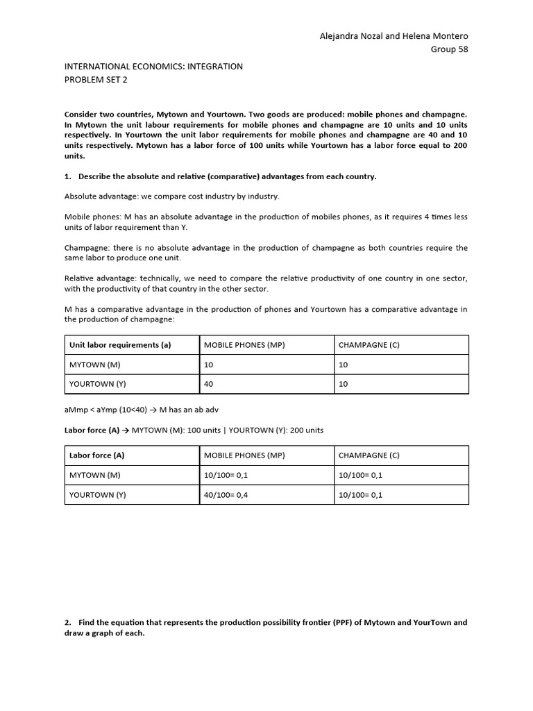 Problem Set 3 | PDF | Labour Economics | Comparative Advantage