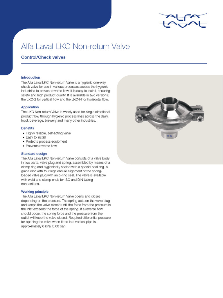 LKC Non Return Valve Product Leaflet | PDF | Valve | Pipe (Fluid Conveyance)