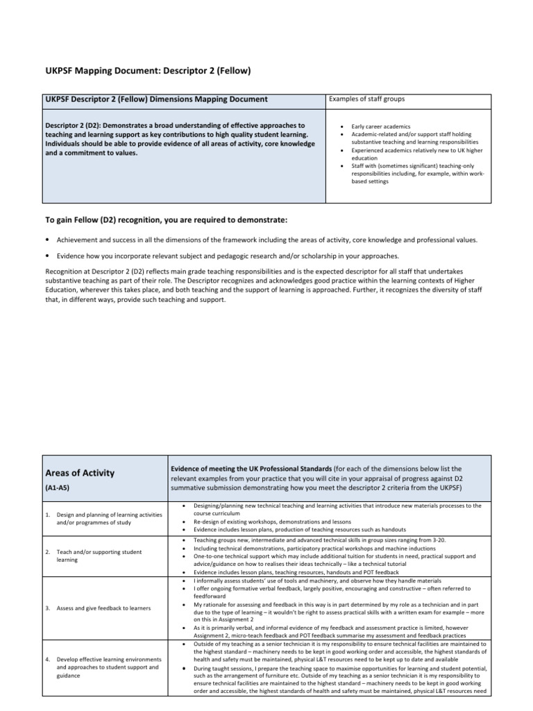 Ukpsf Mapping Document | PDF | Learning | Teaching