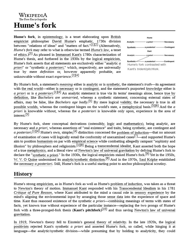 Hume's_fork | PDF | A Priori And A Posteriori | Logic
