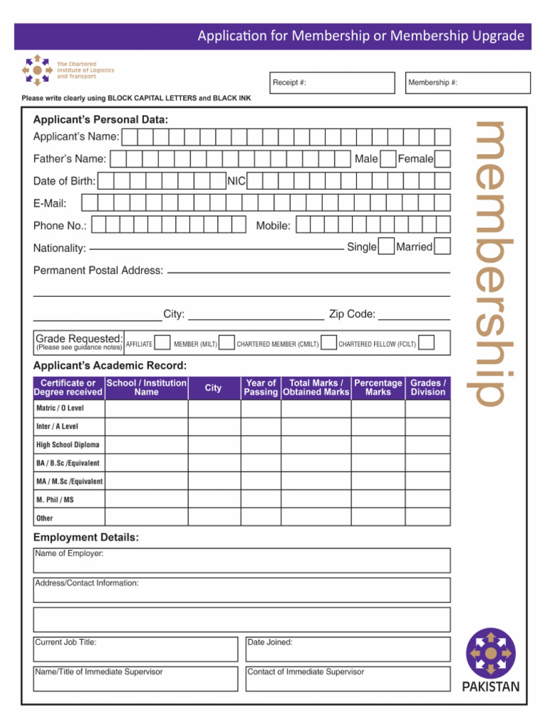 Membrship - Form CMILT | PDF