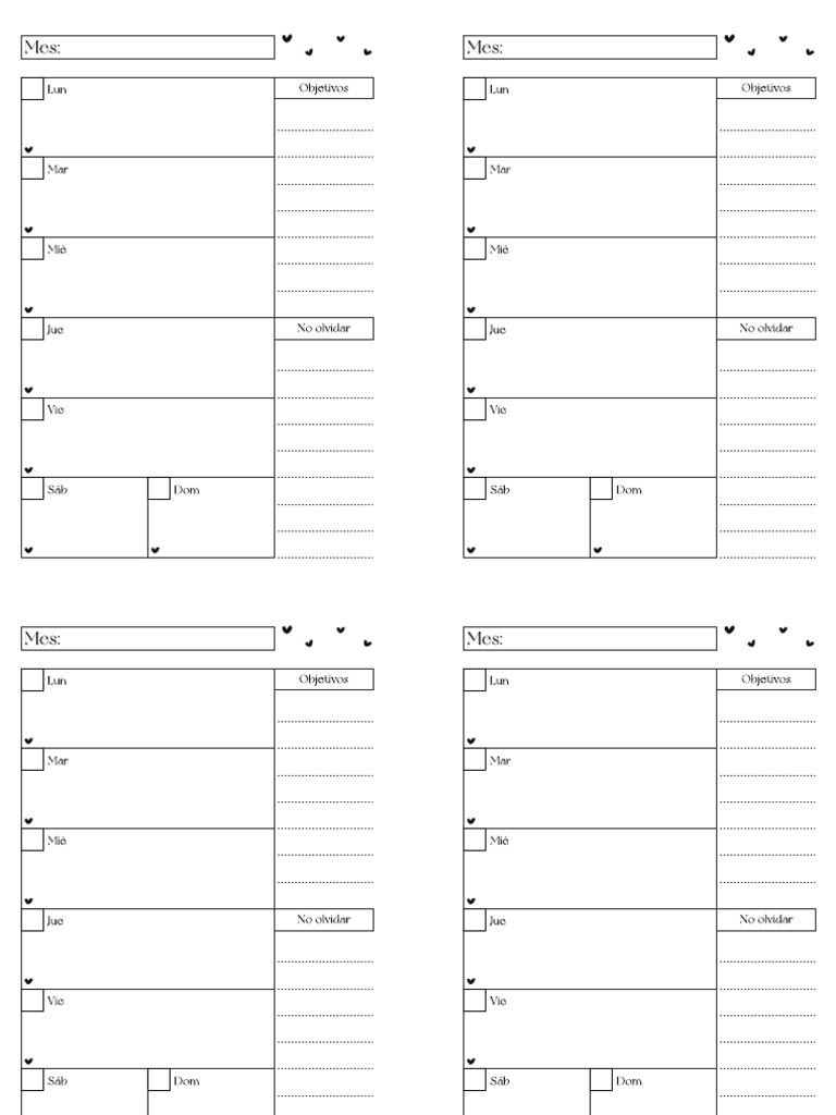 A4 Final A5 - Planner Corazones - Interior Byn | PDF
