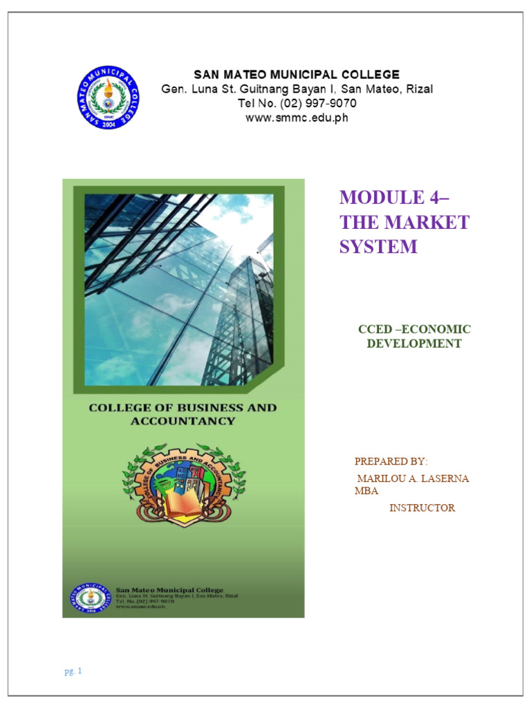 Eco Dev. Module 4 - The Market System | PDF | Market (Economics) | Market System